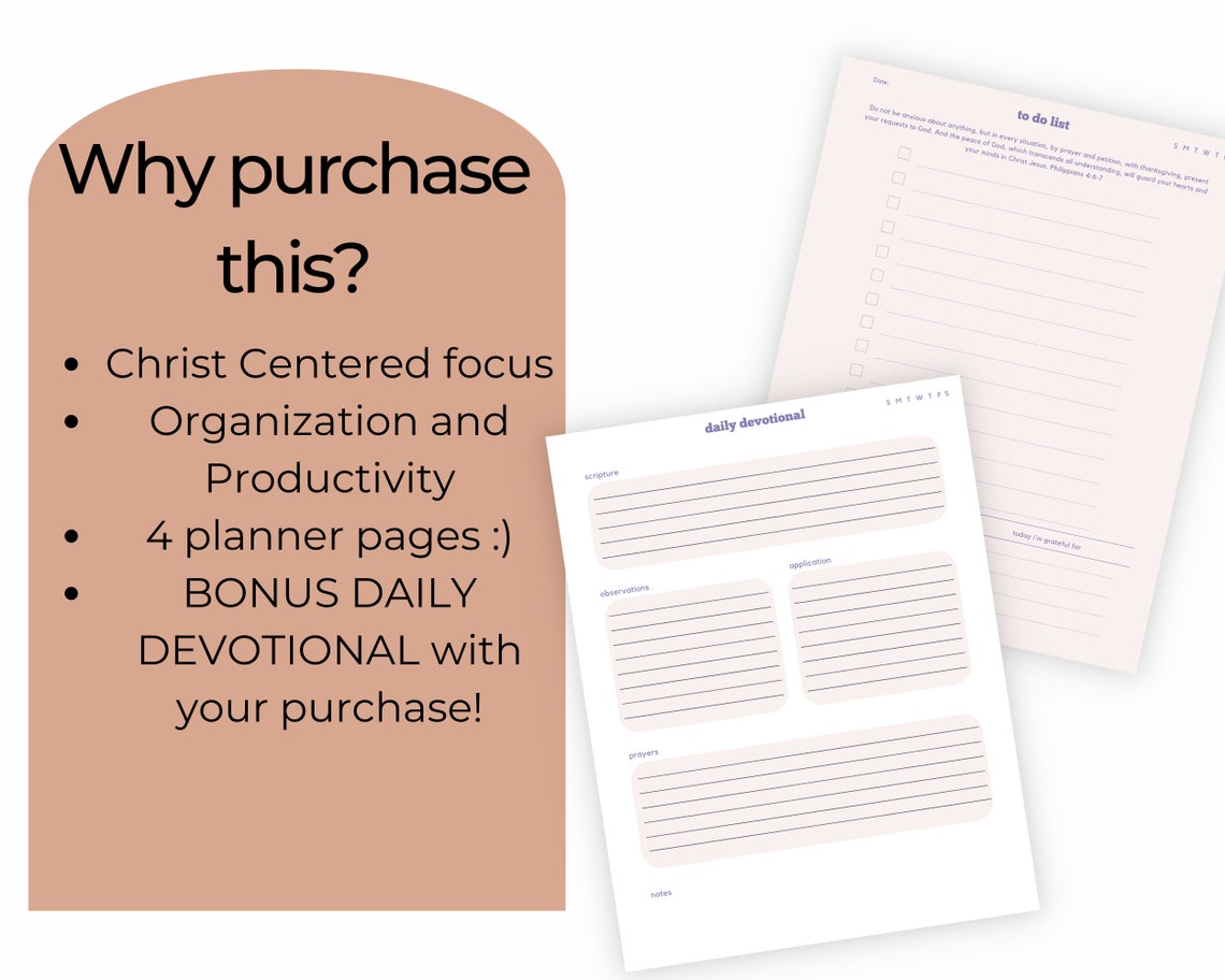 Christian Planner Printable Downloadable Faith Journal Devotional Bible ...
