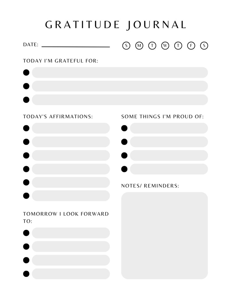 Daily Gratitude Journal Page Printable Download Affirmation - Etsy