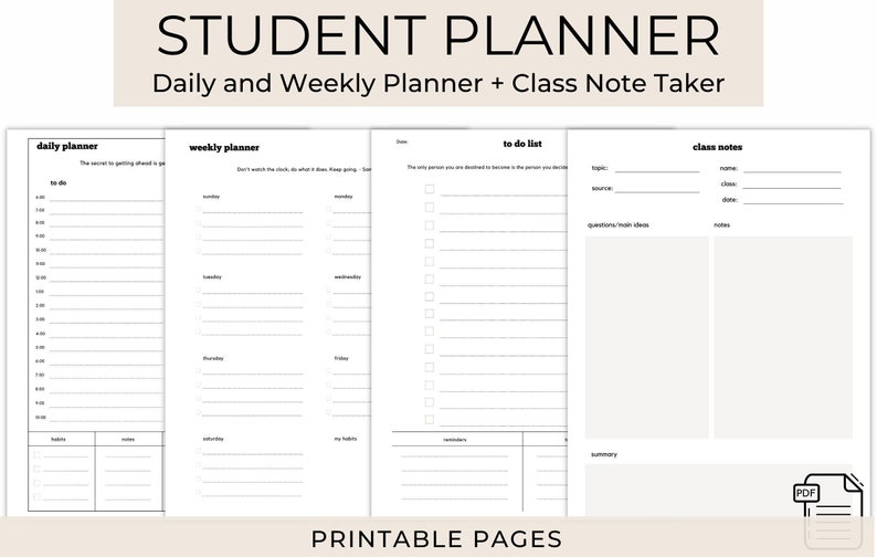 College Planner Printable Student Organizer Schedule Academic Agenda ...
