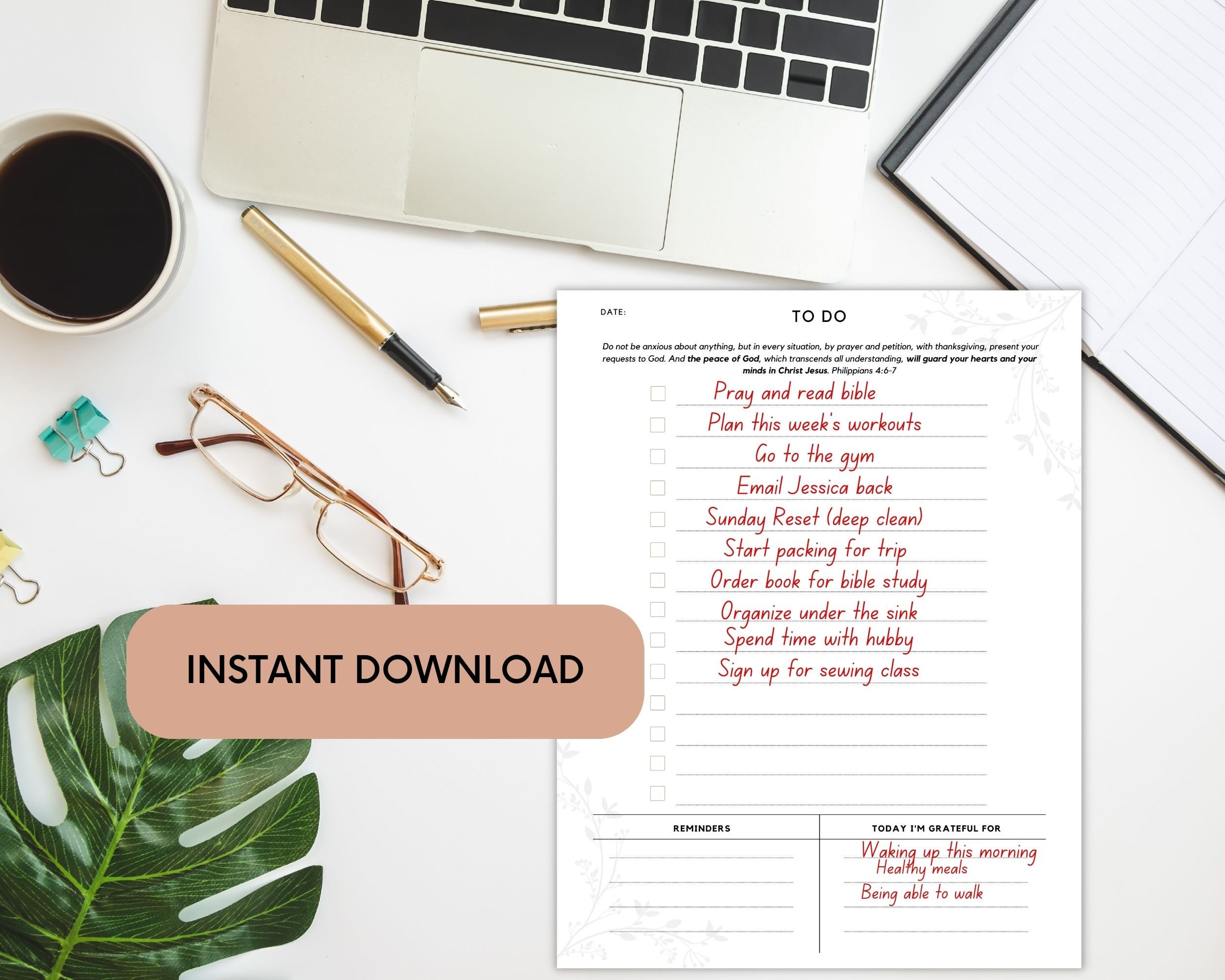 CHRISTIAN Planner Printable DAILY and Weekly Planner Devotional Planner ...