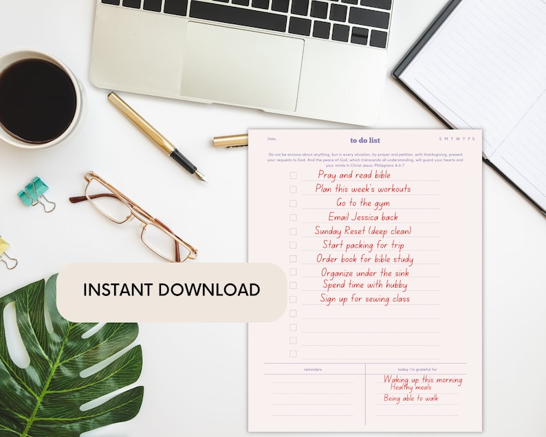 Christian Planner Printable Downloadable Faith Journal Devotional Bible ...