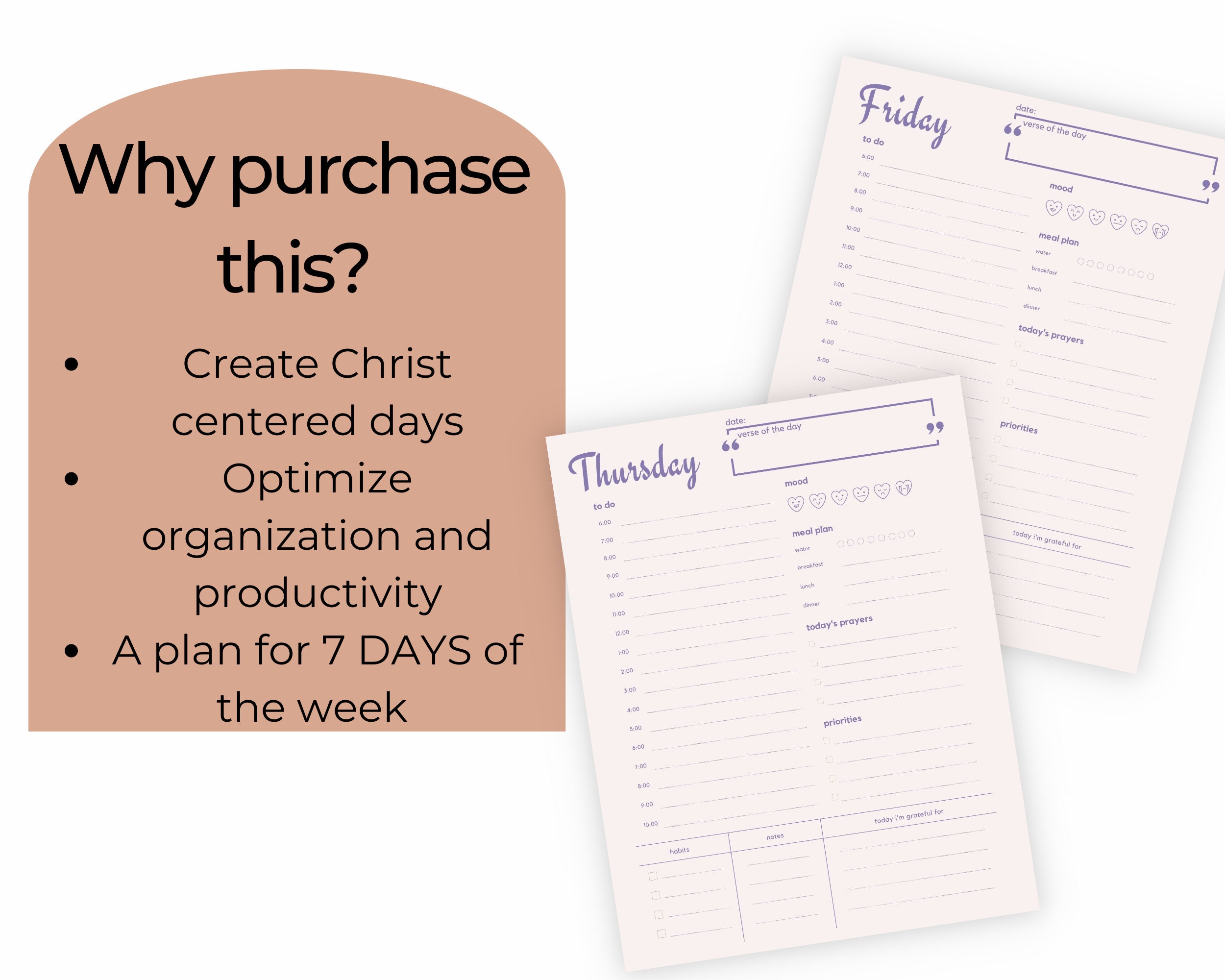 Christian Planner Printable Daily Devotional Schedule Faith Based Goals ...