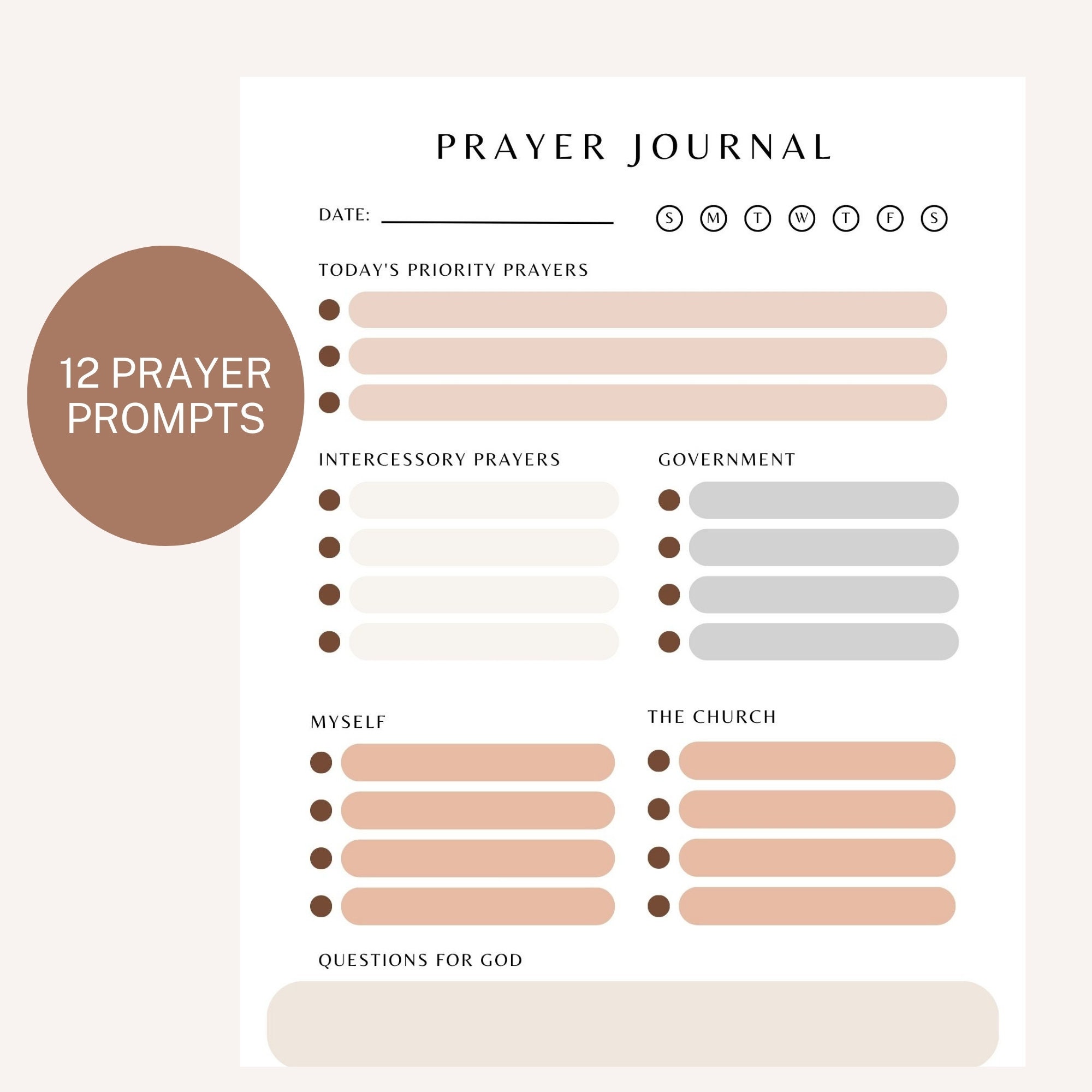 Printable Prayer Journal Guided Prayer List Daily Praying Christian ...