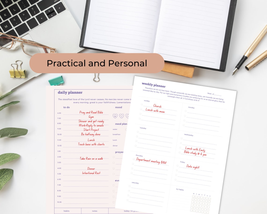 Christian Planner Printable Downloadable Faith Journal Devotional Bible ...