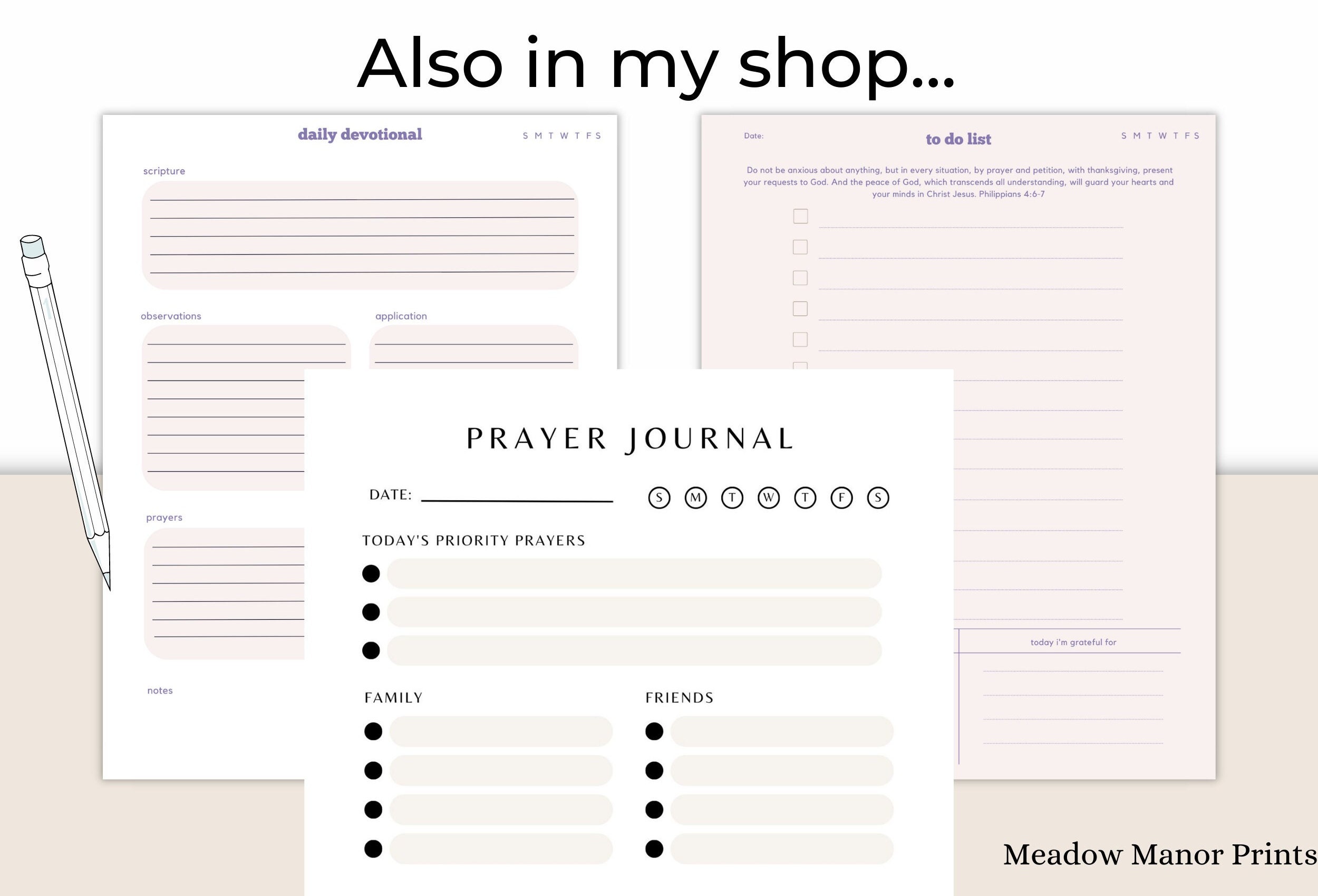 Christian Planner Printable Daily Devotional Schedule Faith Based Goals ...