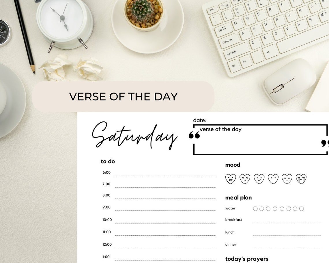 Christian Daily Planner Printable Pages Goal Planning Minimal ...