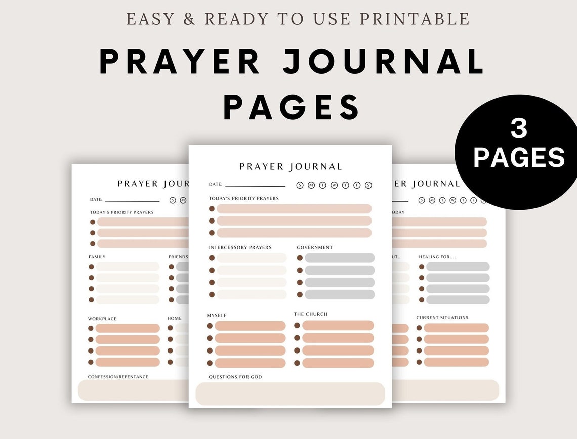 Printable Prayer Journal Guided Prayer List Daily Praying Christian ...