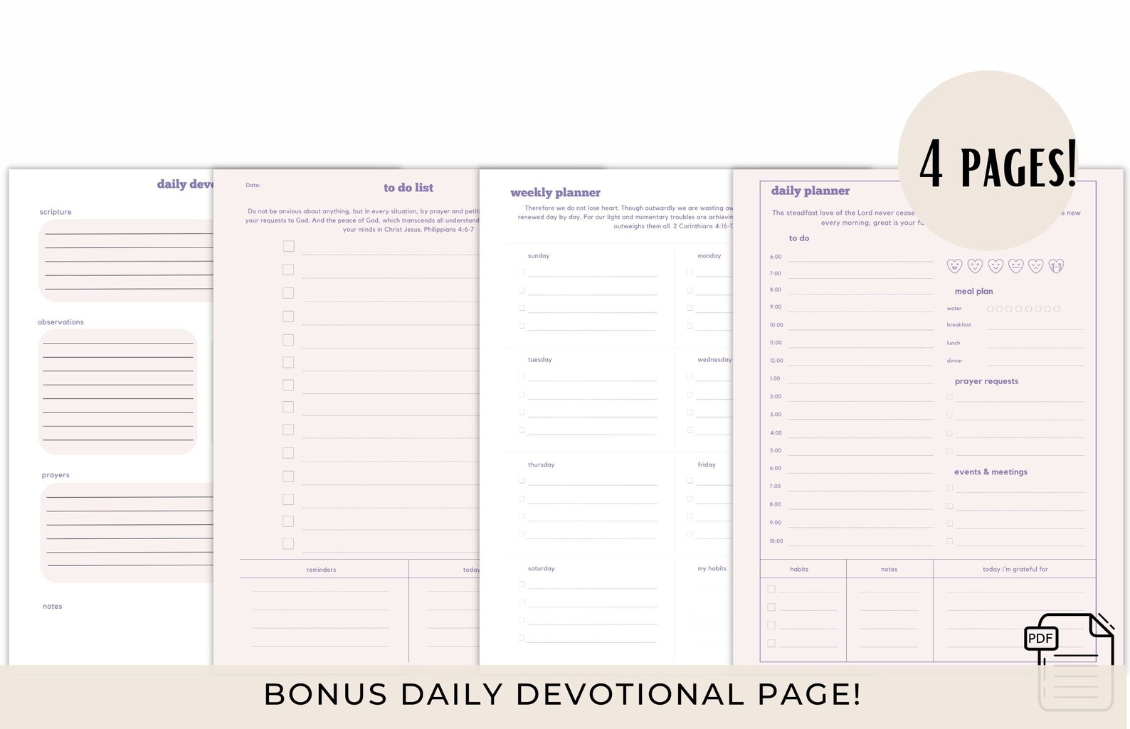 Christian Planner Printable Downloadable Faith Journal Devotional Bible ...