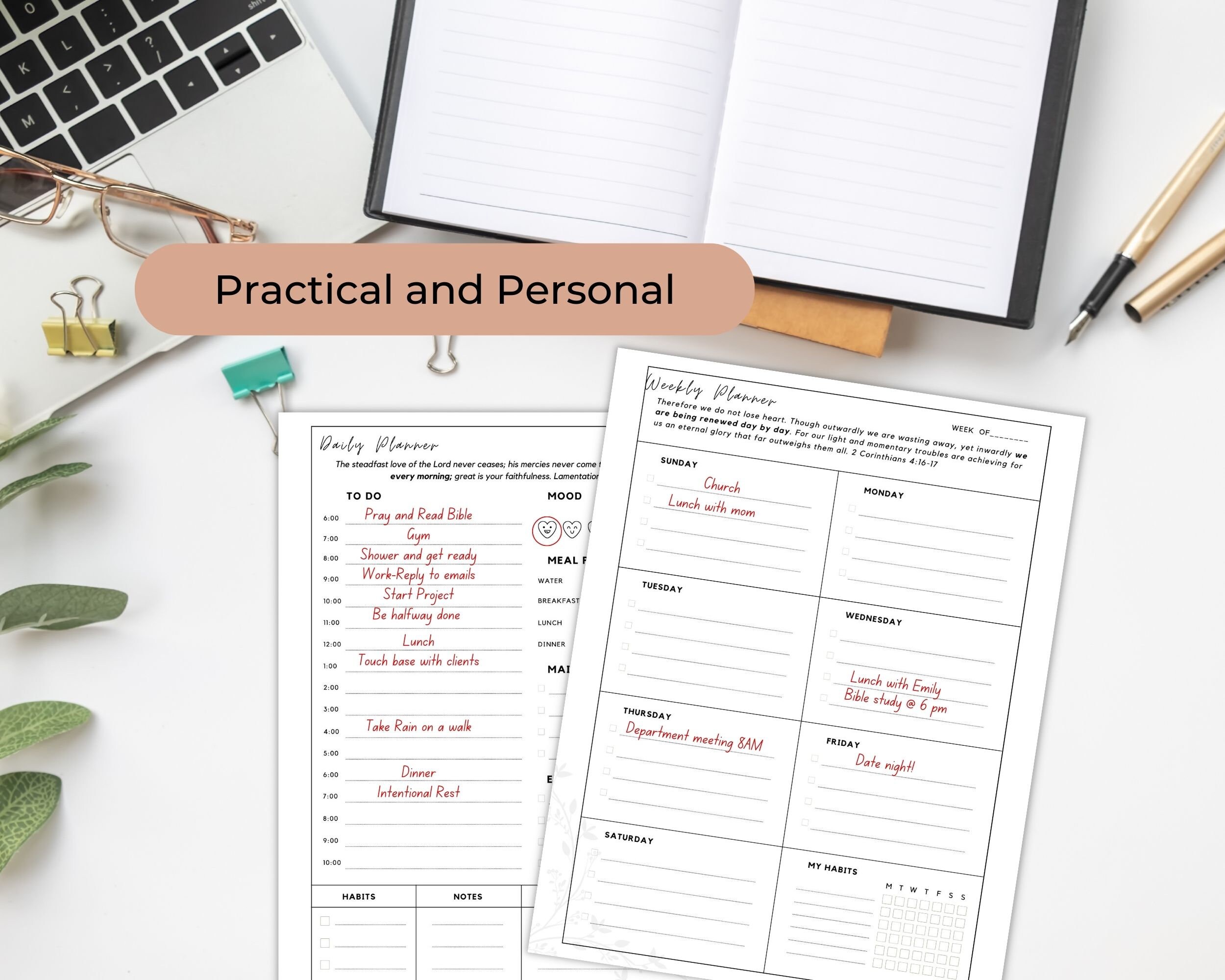 CHRISTIAN Planner Printable DAILY and Weekly Planner Devotional Planner ...