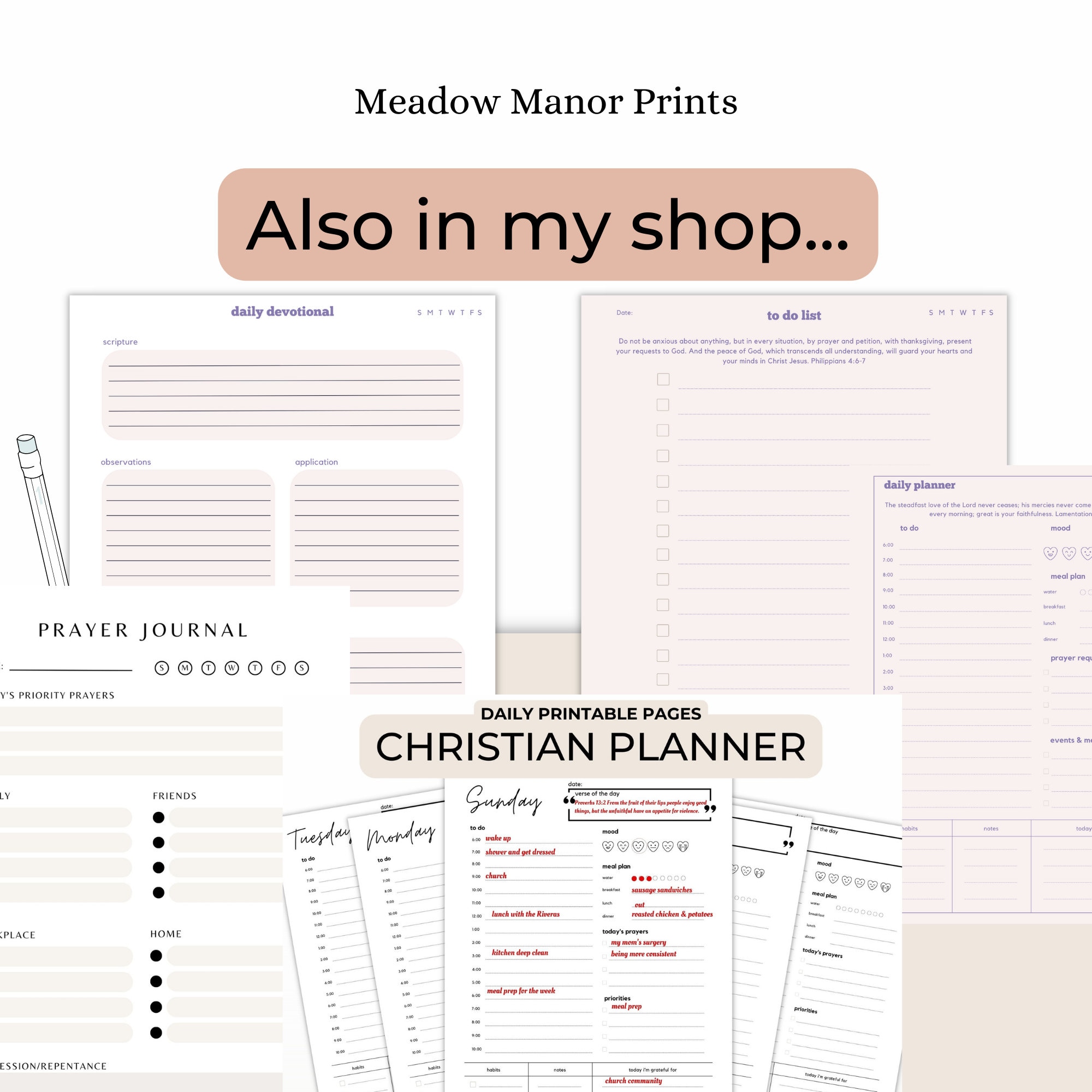WEEKLY Planner Printable Christian Planner Daily Devotional Plan ...