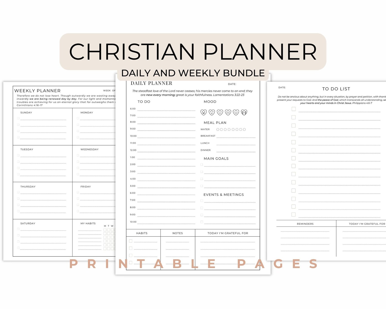 Christian Planner Printable DAILY AND WEEKLY Faith Planner Daily ...