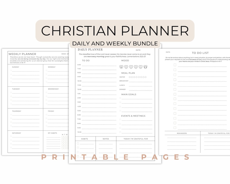 Christian Planner Printable DAILY AND WEEKLY Faith Planner Daily ...