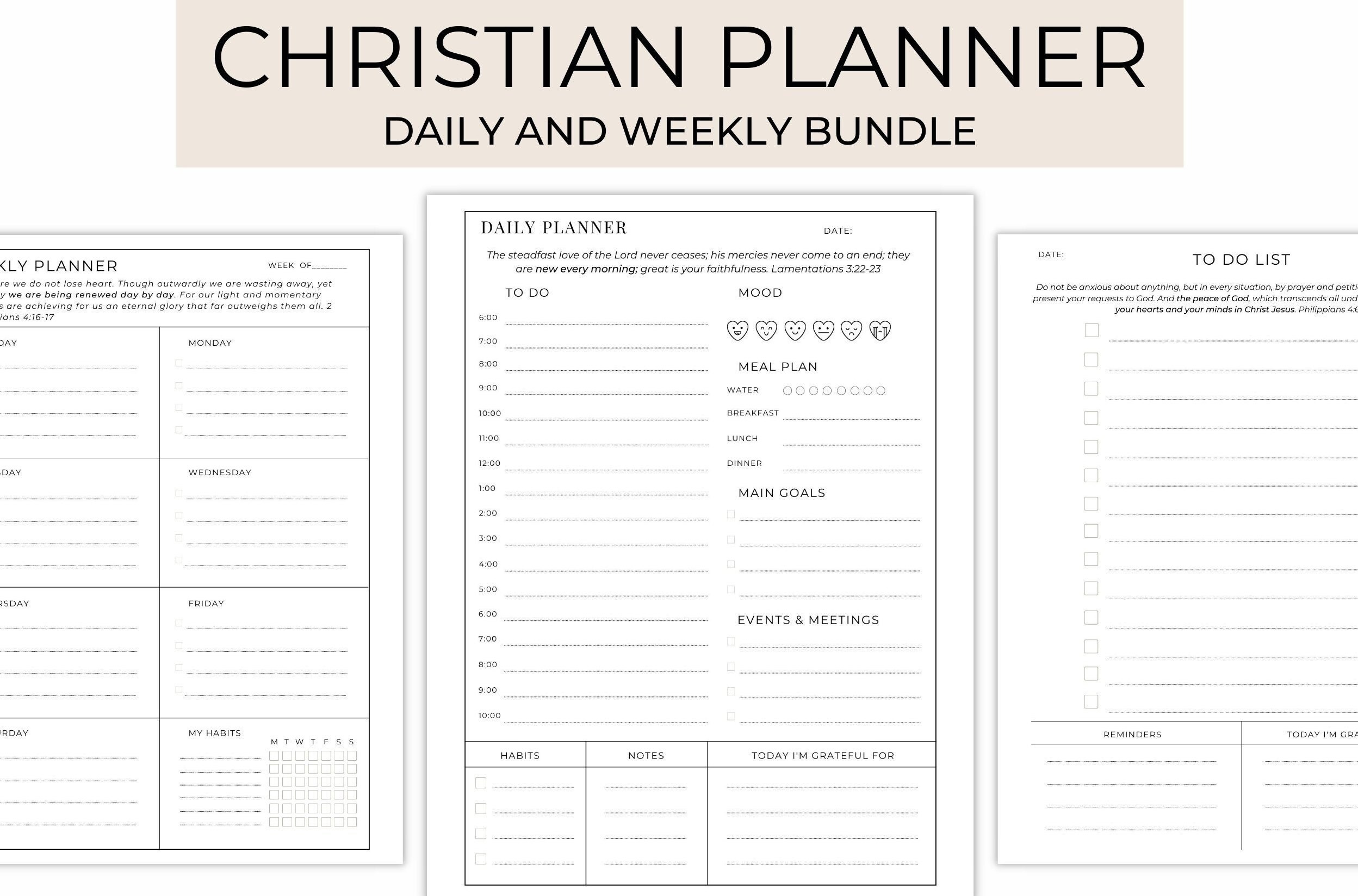 Christian Planner Printable DAILY AND WEEKLY Faith Planner - Etsy Australia
