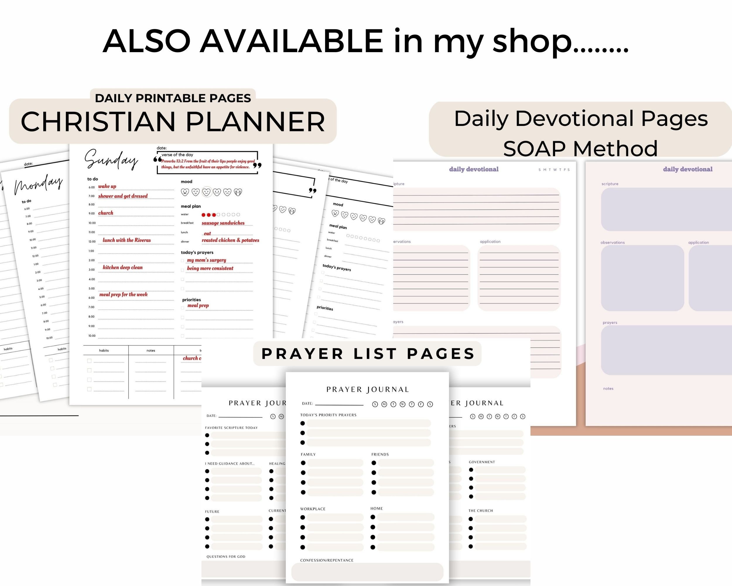 CHRISTIAN Planner Printable DAILY and Weekly Planner Devotional Planner ...