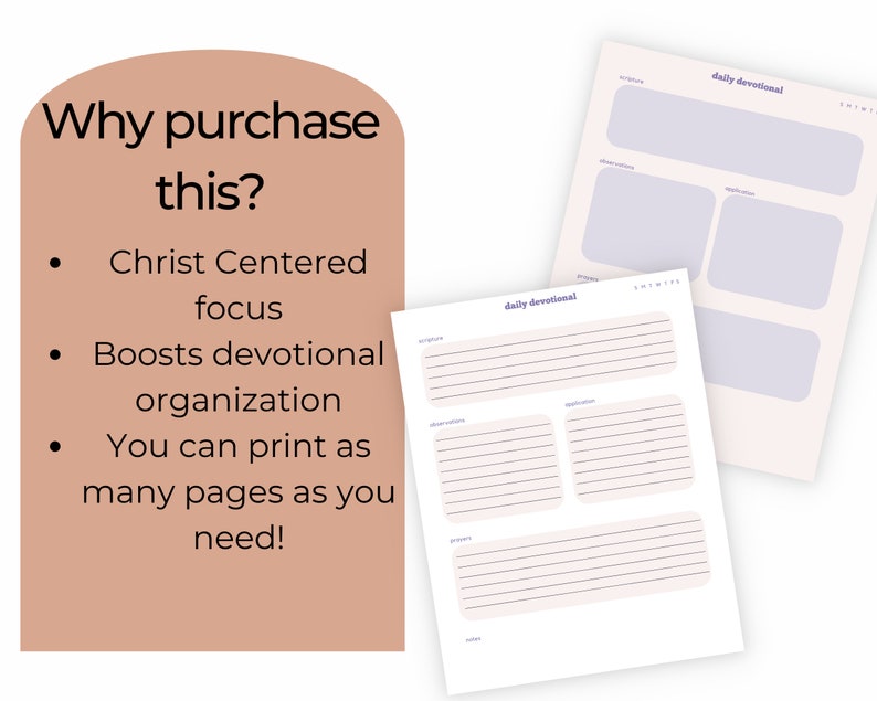 Daily Devotional Journal Printable Christian Planner Pages Bible Study ...