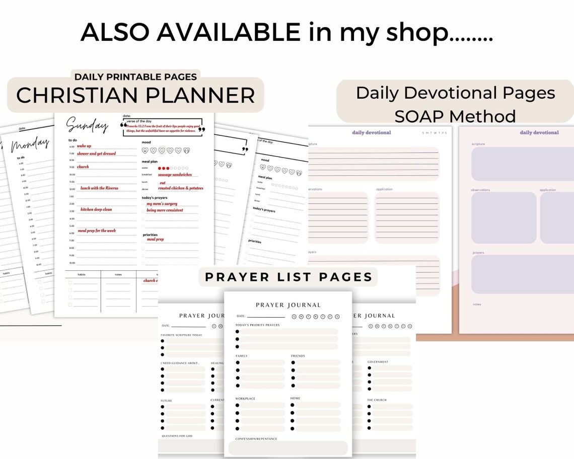 Christian Planner Printable DAILY AND WEEKLY Faith Planner Daily ...
