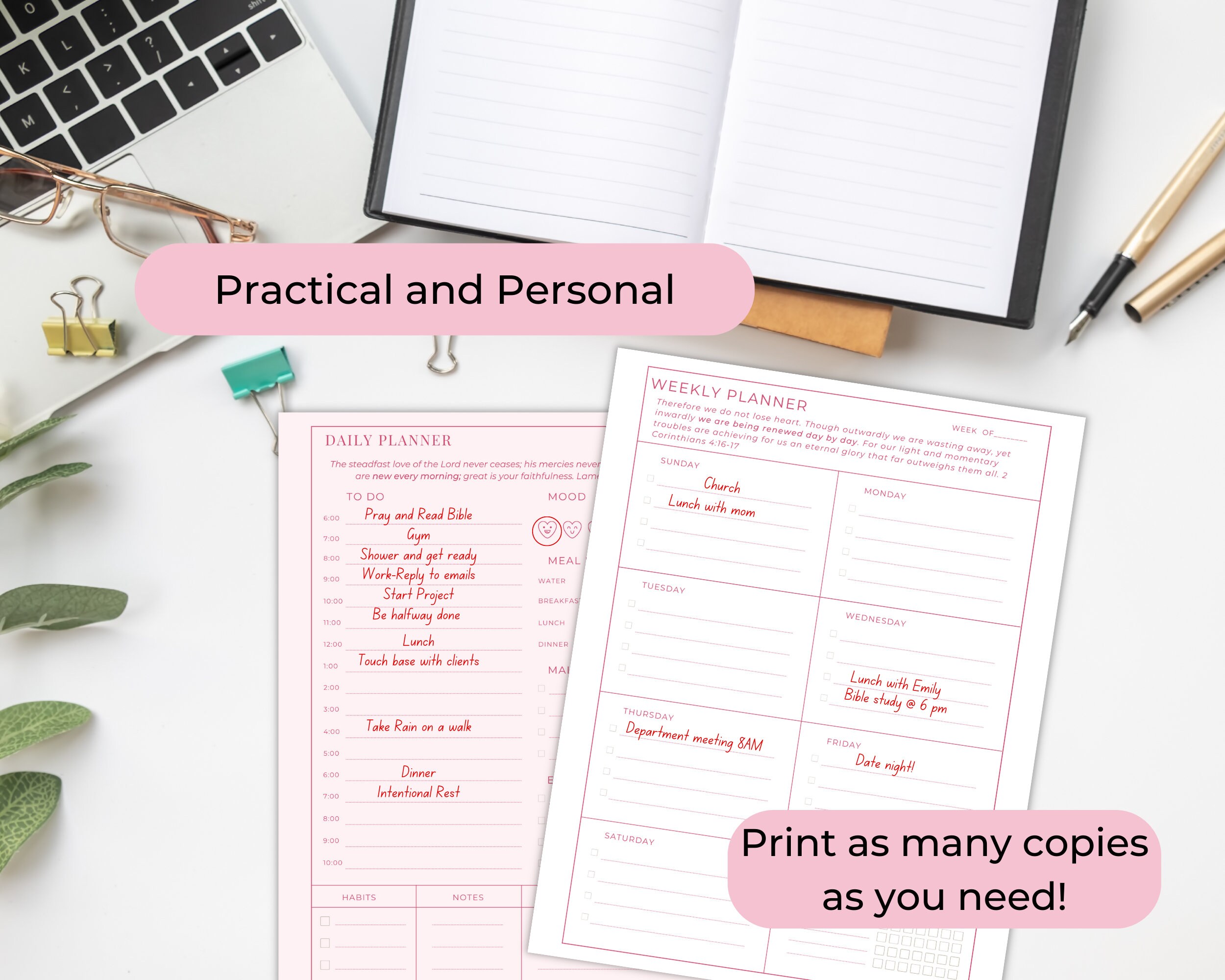 Christian Planner Printable DAILY AND WEEKLY Faith Planner Digital ...