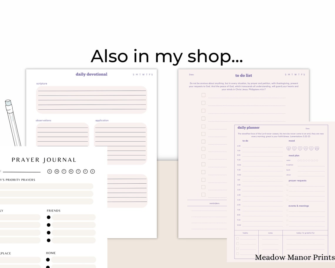 Christian Daily Planner Printable Pages Goal Planning Minimal ...