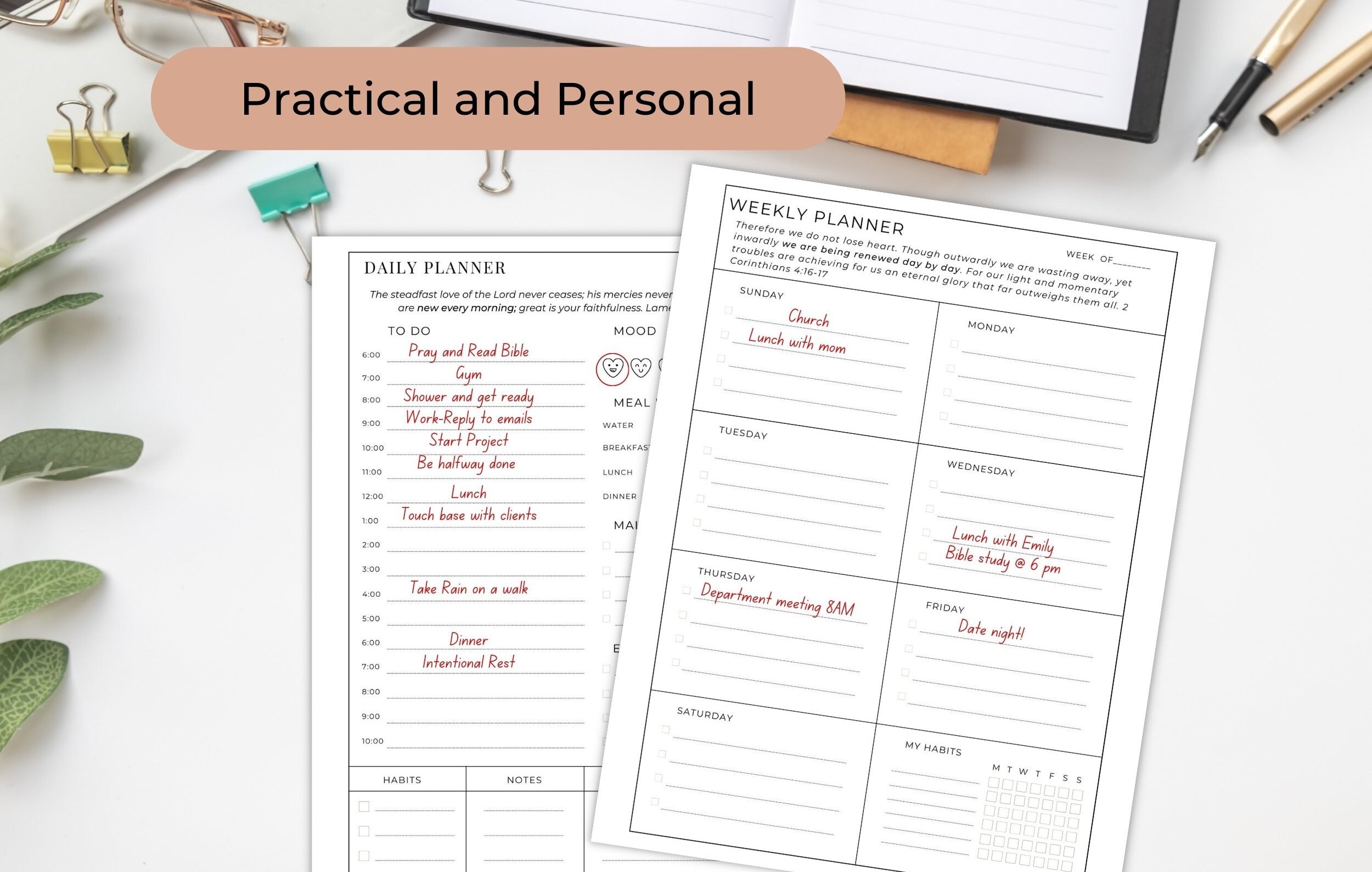 Christian Planner Printable DAILY AND WEEKLY Faith Planner Daily ...