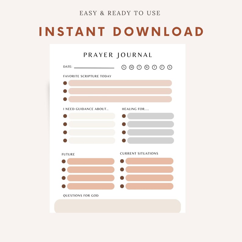 Printable Prayer Journal Guided Prayer List Daily Praying Christian ...