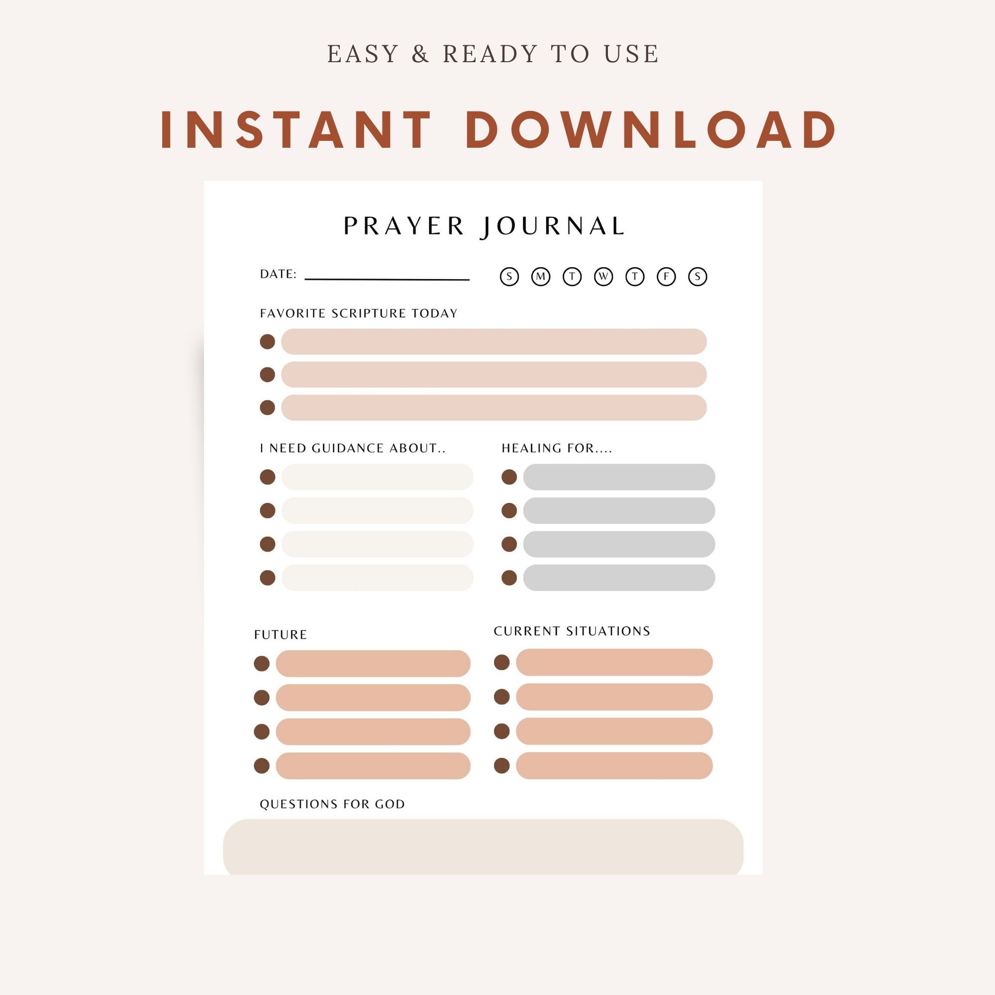 Printable Prayer Journal Guided Prayer List Daily Praying Christian ...