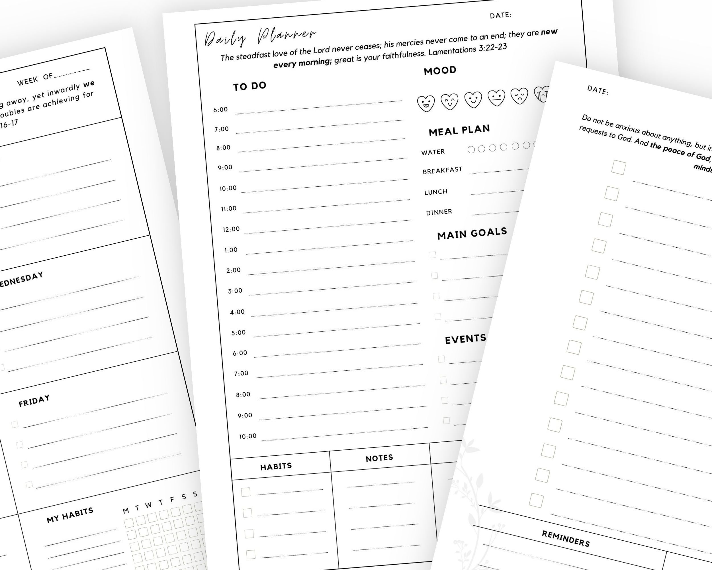 CHRISTIAN Planner Printable DAILY and Weekly Planner Devotional Planner ...