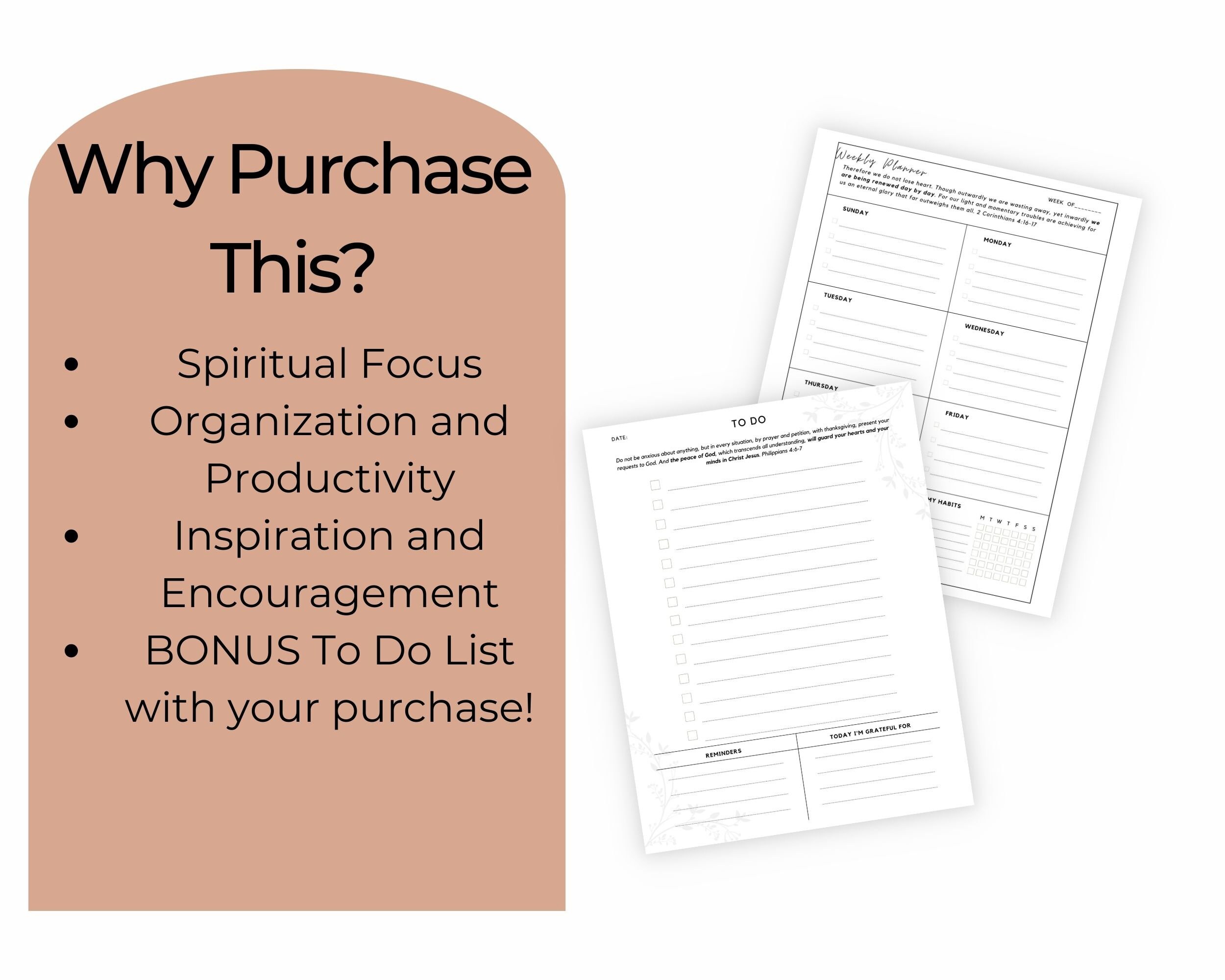 CHRISTIAN Planner Printable DAILY and Weekly Planner Devotional Planner ...