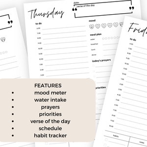 Christian Daily Planner Printable Pages Minimalist Faith Digital ...