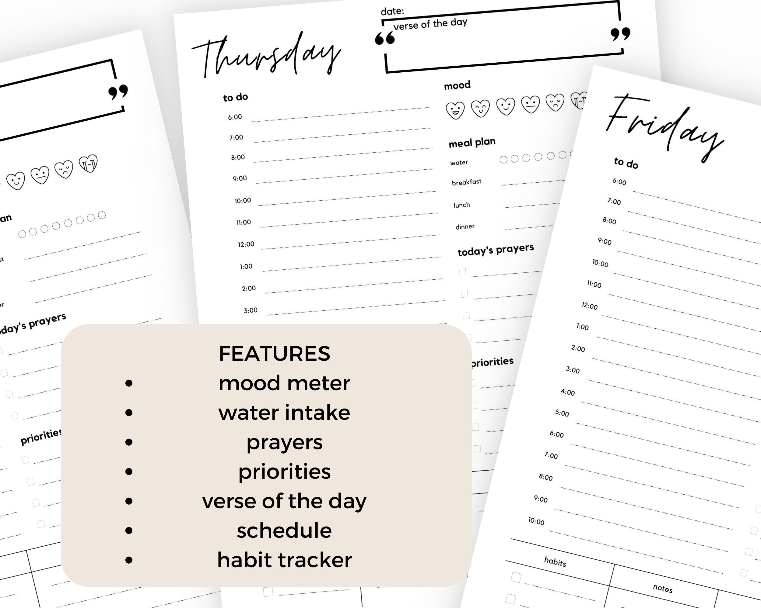 Christian Daily Planner Printable Pages Goal Planning Minimal ...