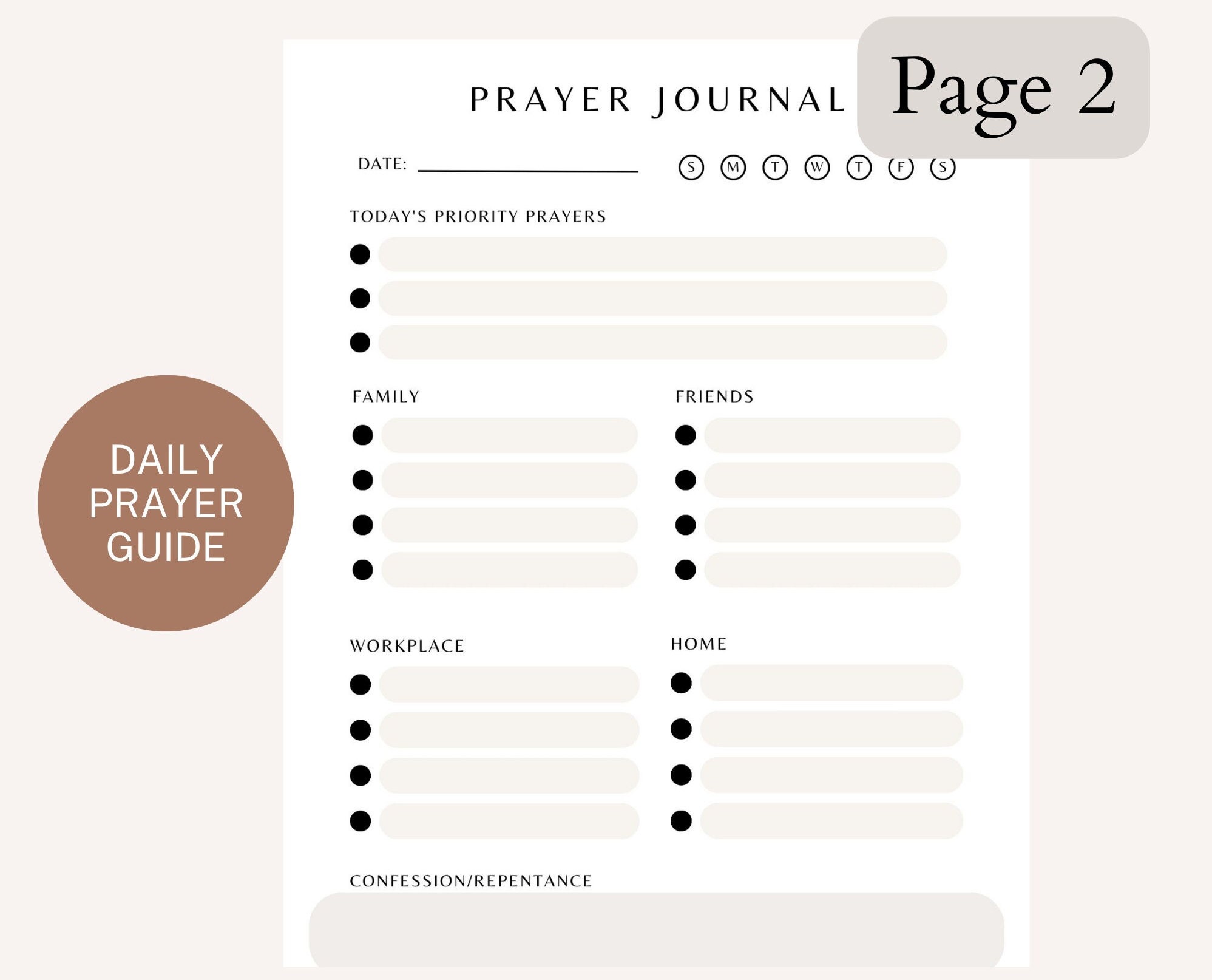 Prayer Journal Printable Pages Prayer Cards Daily Devotional Notebook ...