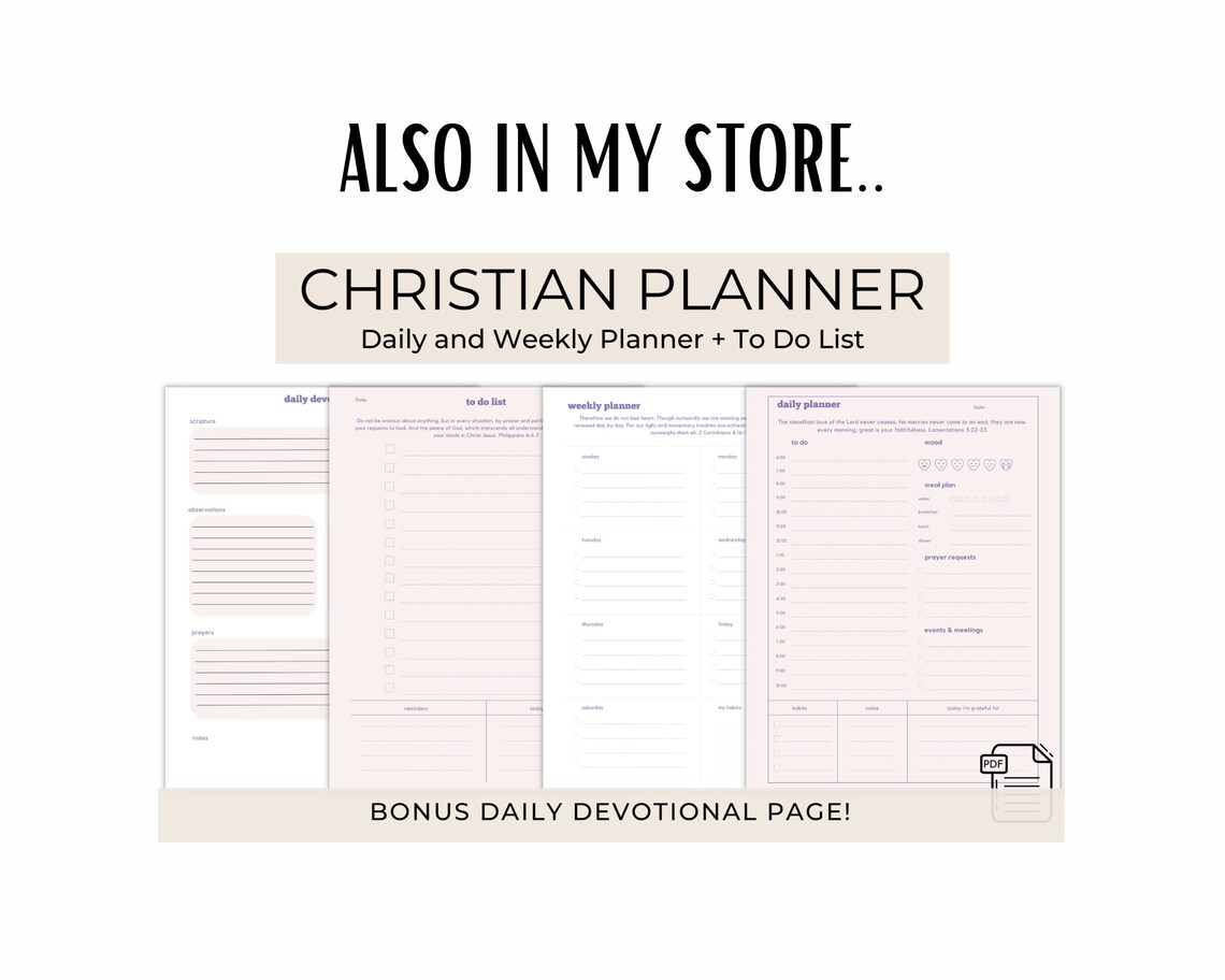 Daily Devotional Journal Printable Christian Planner Pages Bible Study ...