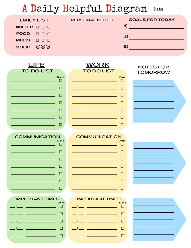 ADHD Daily Planner & Organizer for Self- Redirection and Organization ...