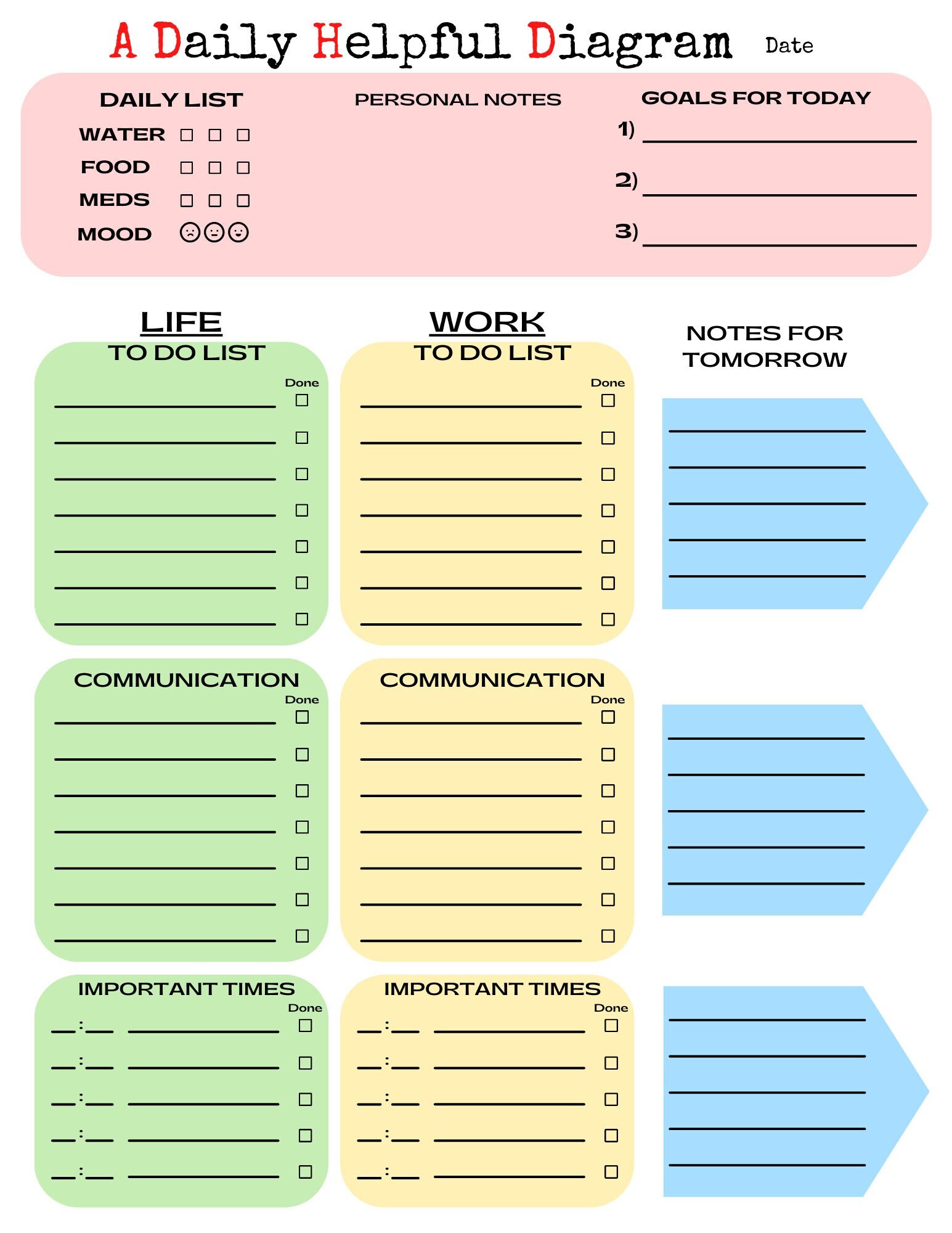 ADHD Daily Planner & Organizer for Self- Redirection and Organization ...