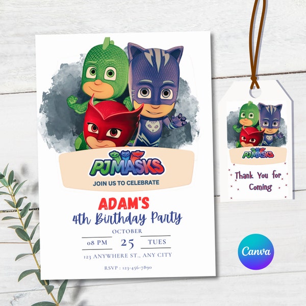 Pj Party Invite - Etsy