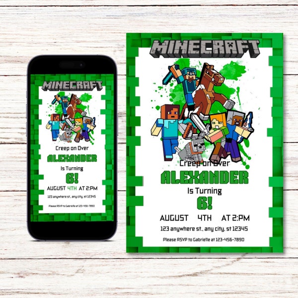 Mine Theme Birthday Invitation - Etsy