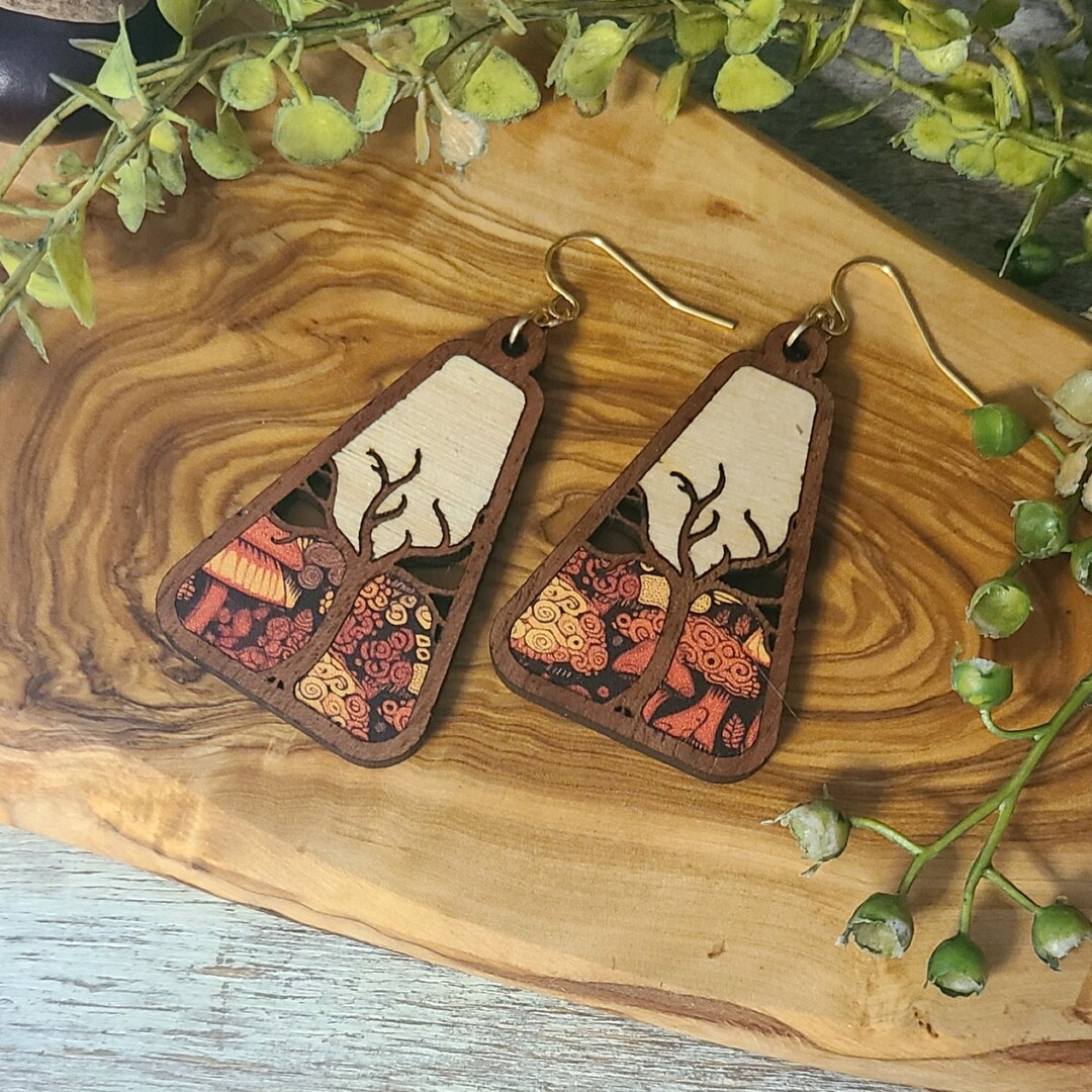 Trapezoid Tree Inlay Earring Laser Glowforge File SVG DXF * Digital ...