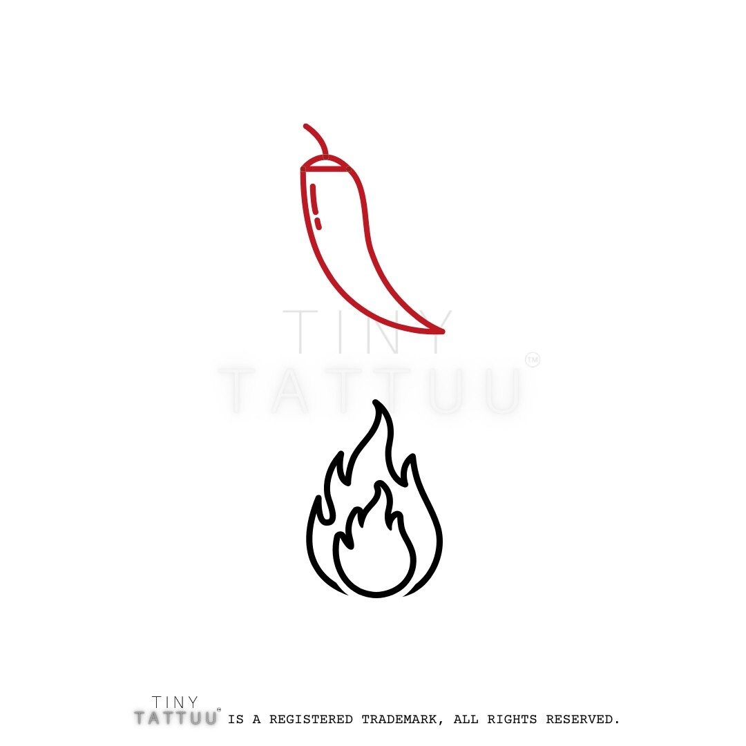 Chilli & Flame Temporary Tattoo Set - Etsy