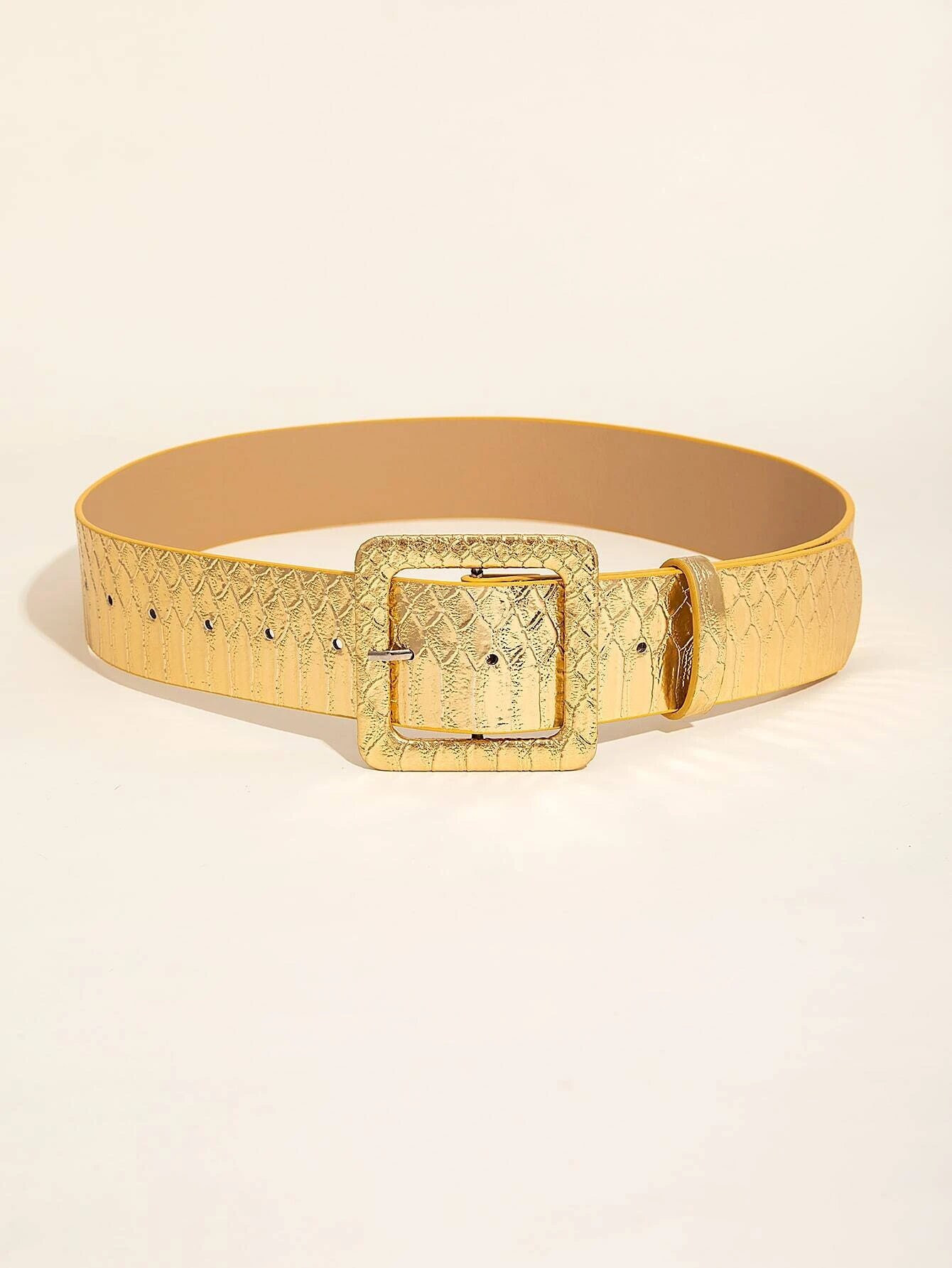 Gold Wide Buckle Belt, Gold Square Belt, Gold Wide Belt, Gold Dress ...