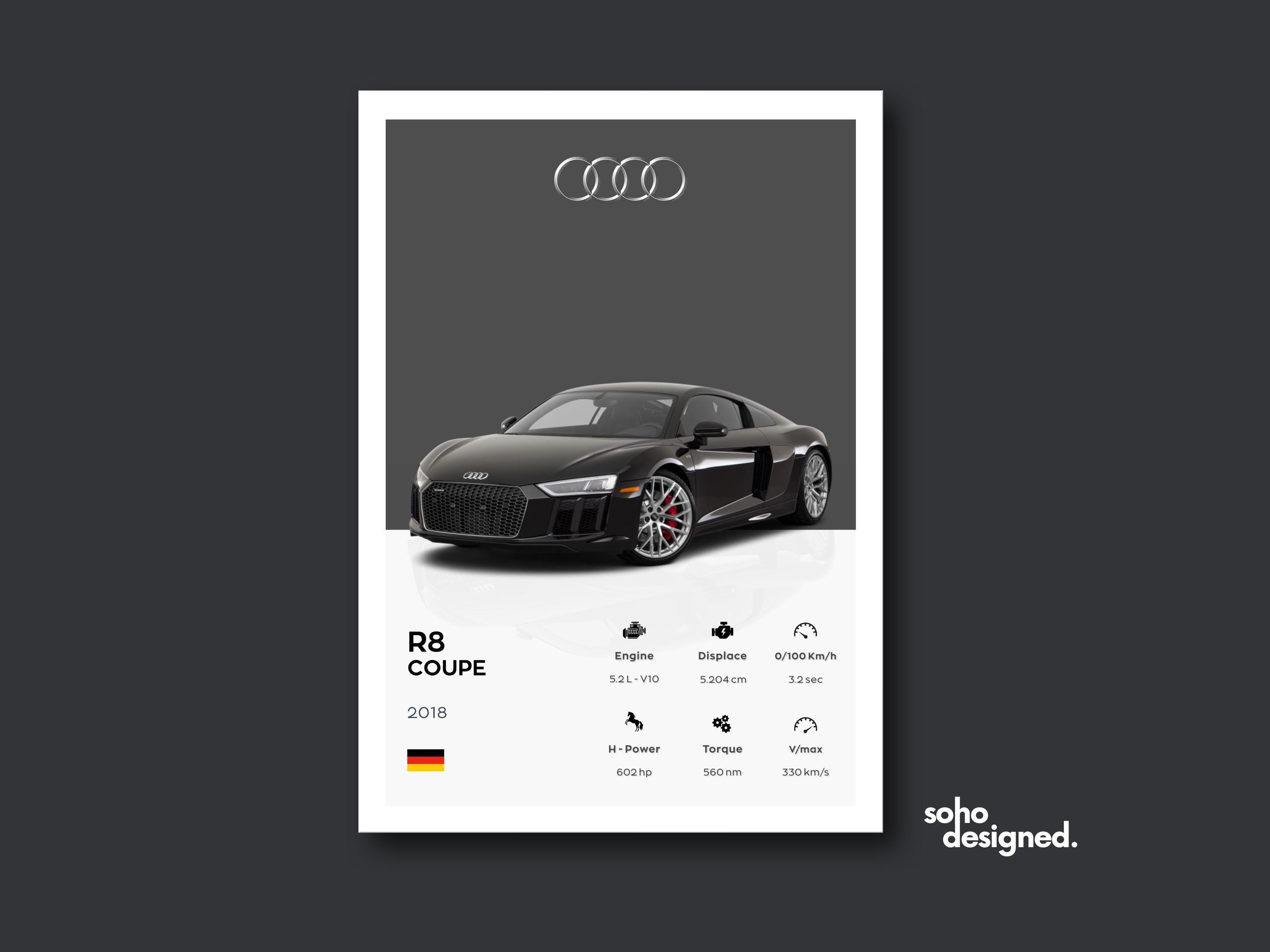 Audi R8 Wall Art, Audi R8 Wall Poster, Audi Wall Art, Printable Car ...