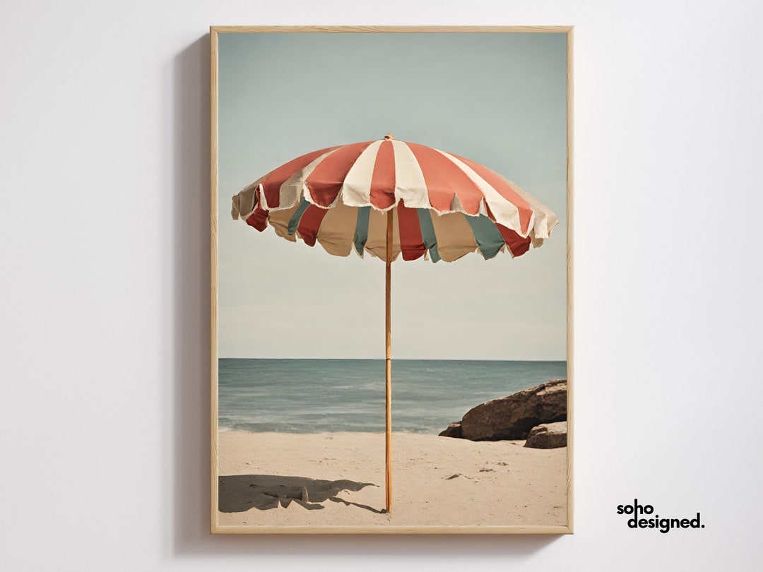 Vintage Beach Umbrella Wall Poster Vintage Umvrella Wall Poster ...