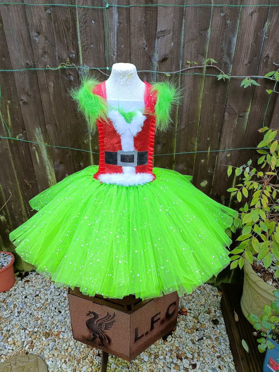 Christmas Grinch Inspired Knee Length Tutu Dress Costume Party Dress ...