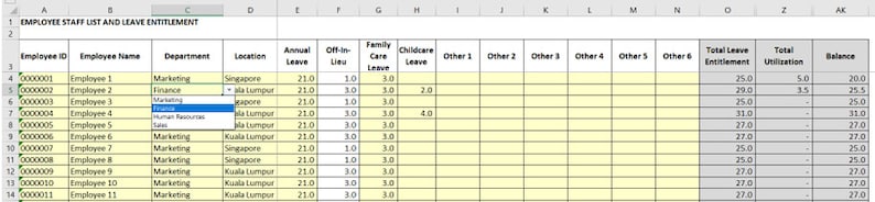 Employee Leave Tracker With Dashboard | Leave Planner | Absence Tracker ...