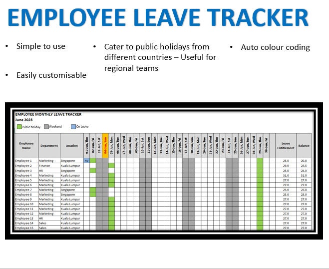 Employee Leave Tracker With Dashboard | Leave Planner | Absence Tracker ...