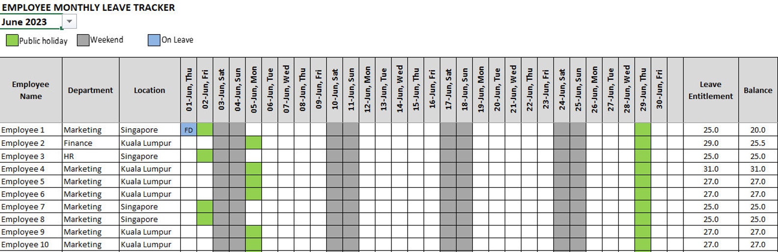 Employee Leave Tracker | Leave Planner | Absence Tracker | Multiple ...