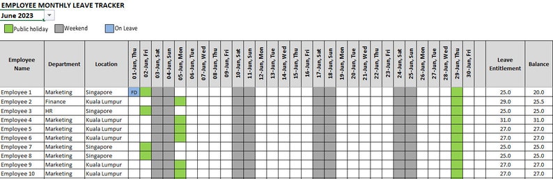 Employee Leave Tracker With Dashboard | Leave Planner | Absence Tracker ...
