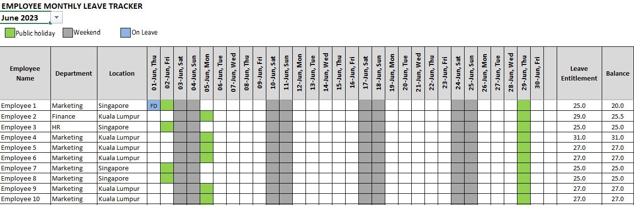 Employee Leave Tracker | Leave Planner | Absence Tracker | Multiple ...