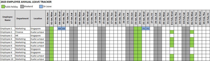 Employee Leave Tracker With Dashboard | Leave Planner | Absence Tracker ...