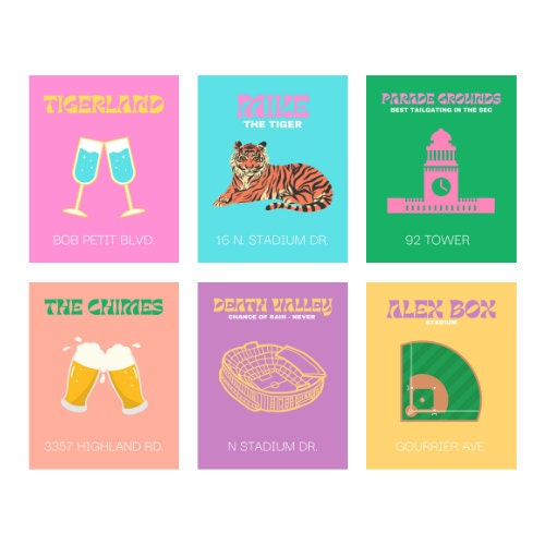 Set of 3 Louisiana State University Prints LSU Preppy Room - Etsy
