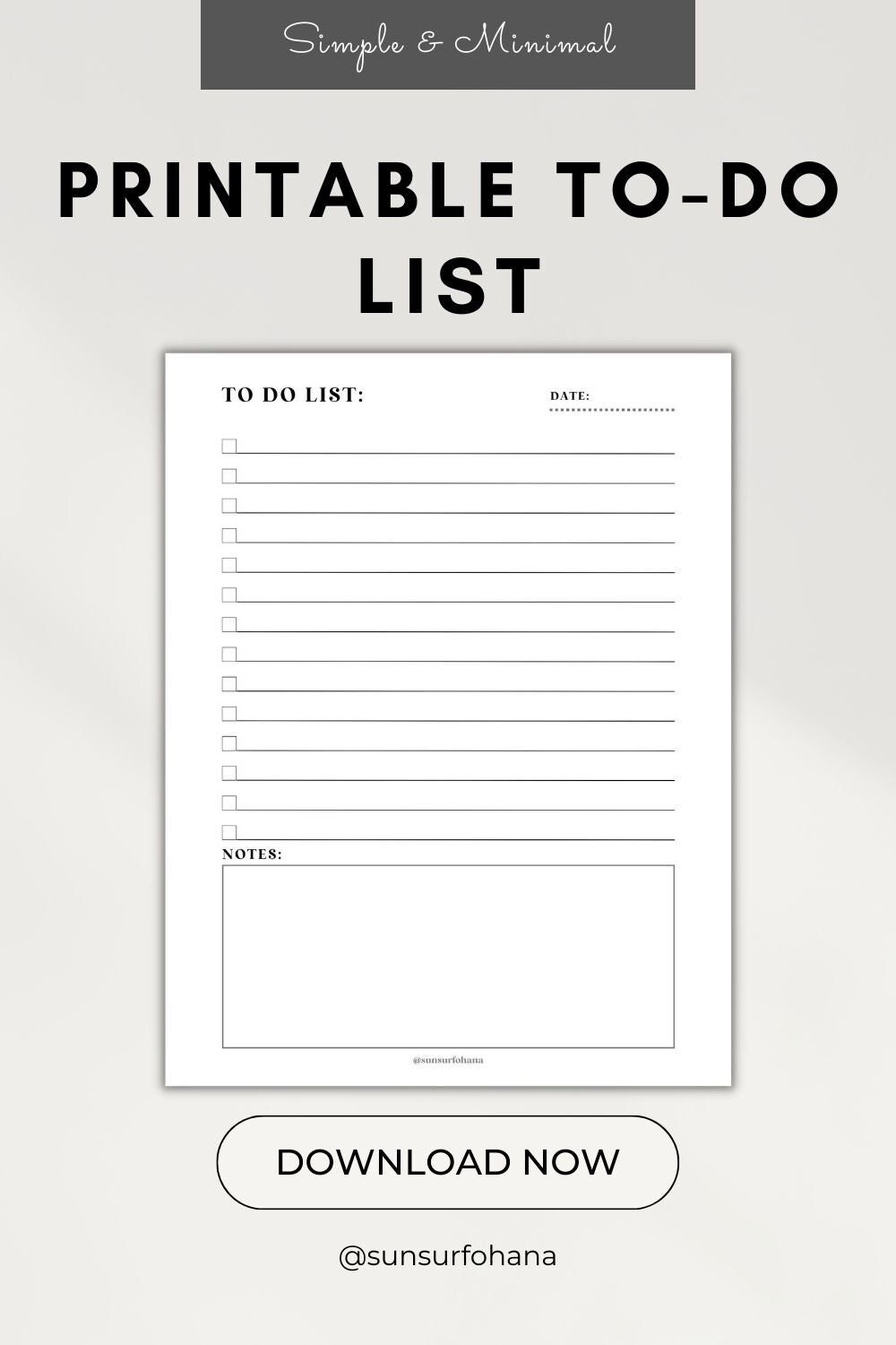 Minimal to Do List Printable, to Do List, Productivity Planner, Daily ...