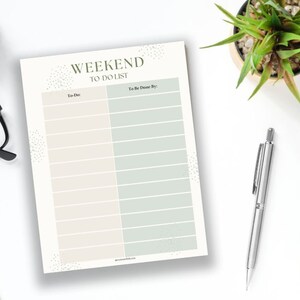 Printable Weekend To-do List, Instant Download, Minimal Productivity ...